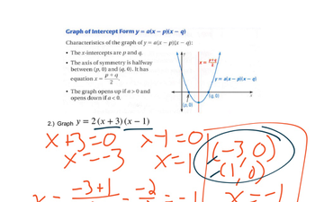 Graphing Vertex And Intercept Form | Educreations