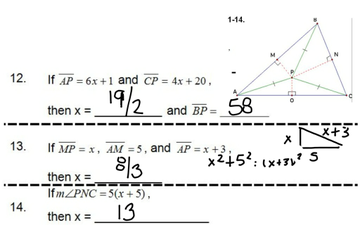 pre AP Geometry Answers To Mixed Review: Special Segments | Educreations