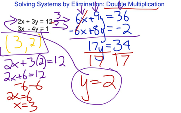 Solving Systems by Elimination: Double Multiplication | Educreations