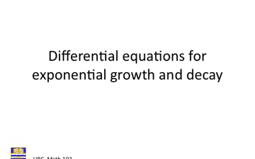 Differential equation for exponential growth and decay | Educreations