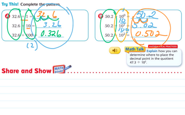 Lesson 5.1 Division Patterns With Decimals | Educreations