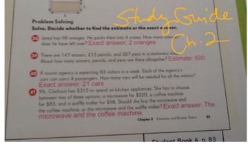 4th Grade Math Chapter 2 Study Guide Estimation And Number Theory ...