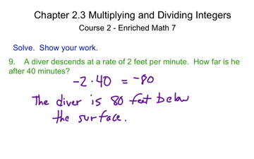 7th Grade: Chapter 2.3 Multiplying And Dividing Integers | Educreations