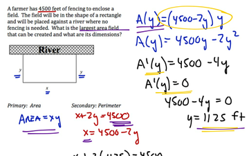 Optimization: 3 Sided Field Maximum Area | Educreations