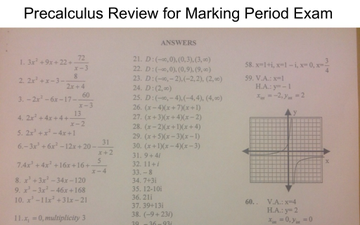 Answers For Precalculus 2nd Marking Period Exam Review | Educreations