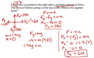 Newton's 2nd Law Problem (constant velocity, no mu) | Educreations