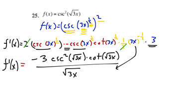 Derivative Rules RG #25 Csc | Educreations