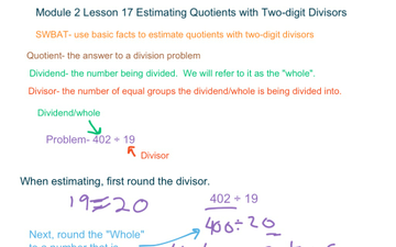 Module 2 Lesson 17 Estimating Quotients with Two-digit Divisors ...