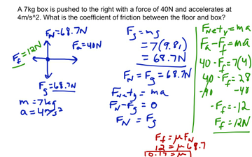 Friction Problem (find mu) | Educreations