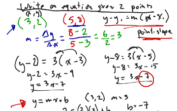 Writing a linear equation given two points | Educreations