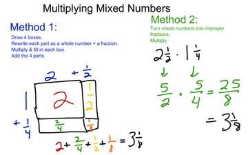Multiplying Mixed Numbers: 2 Methods | Educreations