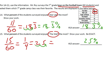 Unit 5 Practice Test #11-15 Statistics& Sampling (7th Grade) | Educreations