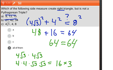Unit 2A-Pyth. Thm. And Pyth. Triples | Educreations