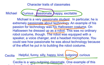 Character Traits Of Classmates Writing | Educreations