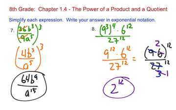 8th Grade: Chapter 1.4 - The Power Of A Product And A Quotient ...