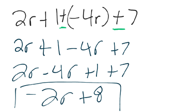 Combining like terms with negative coefficients | Educreations