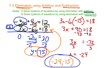 7-3 Elimination Using Addition And Subtraction | Educreations