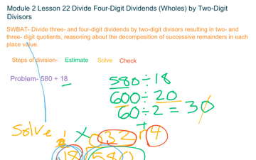 Module 2 Lesson 22 Divide Four-Digit Dividends (Wholes) by Two-Digit ...
