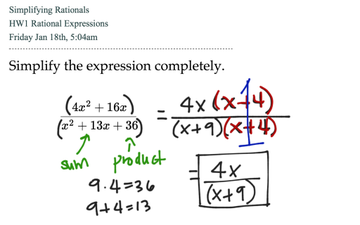 Simplify Rational Expressions 2 | Educreations