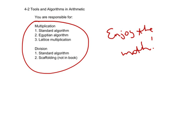4-2 Tools And Algorithms In Arithmetic | Educreations