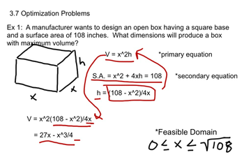 Section 3.7 Optimization Problems | Educreations
